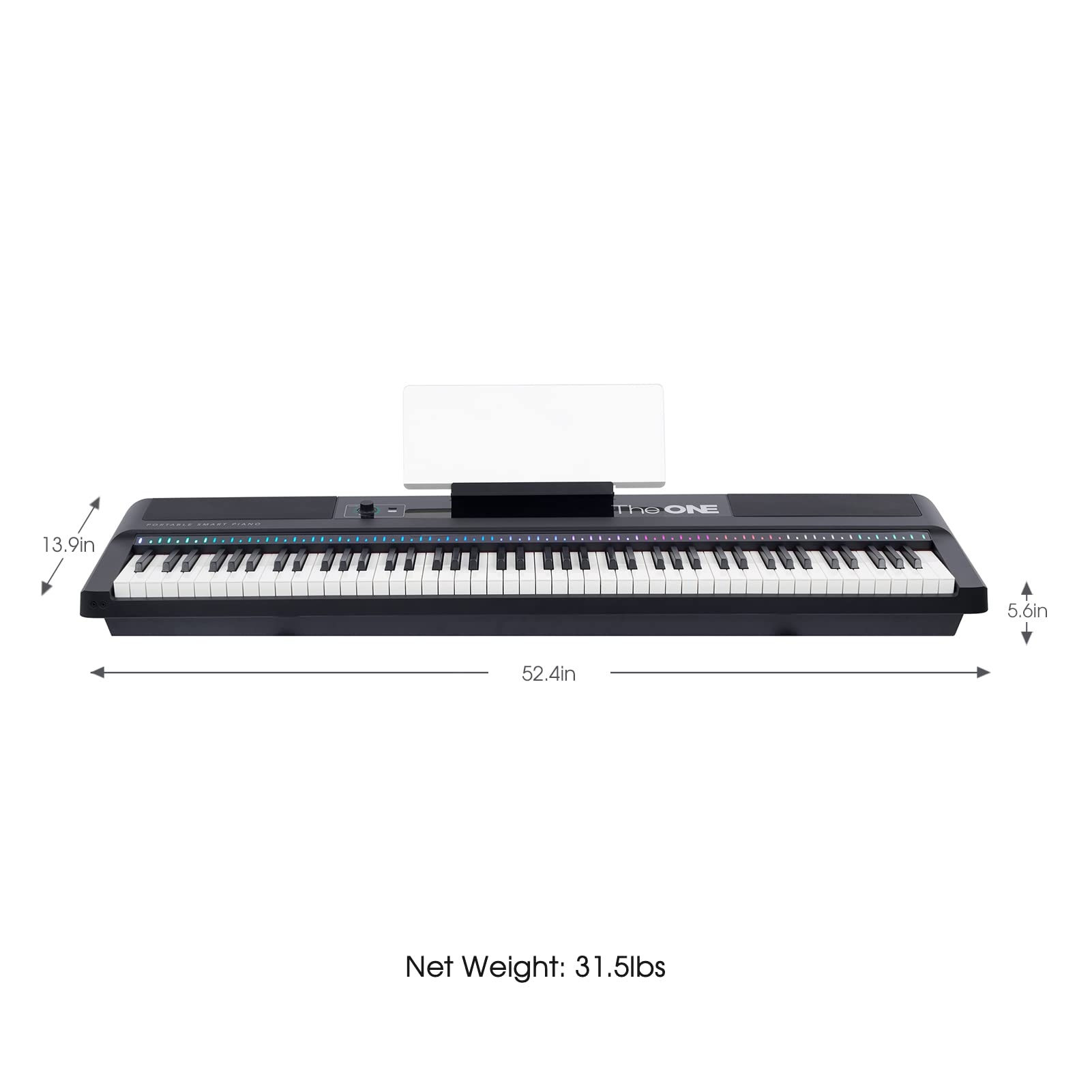 The ONE Portable Digital Piano, 88 Keys Piano Keyboard with Hammer Action Keys for Beginner/Professional, Full Size Weighted Keyboard with Music Stand, Teaching LED Lights & Piano App