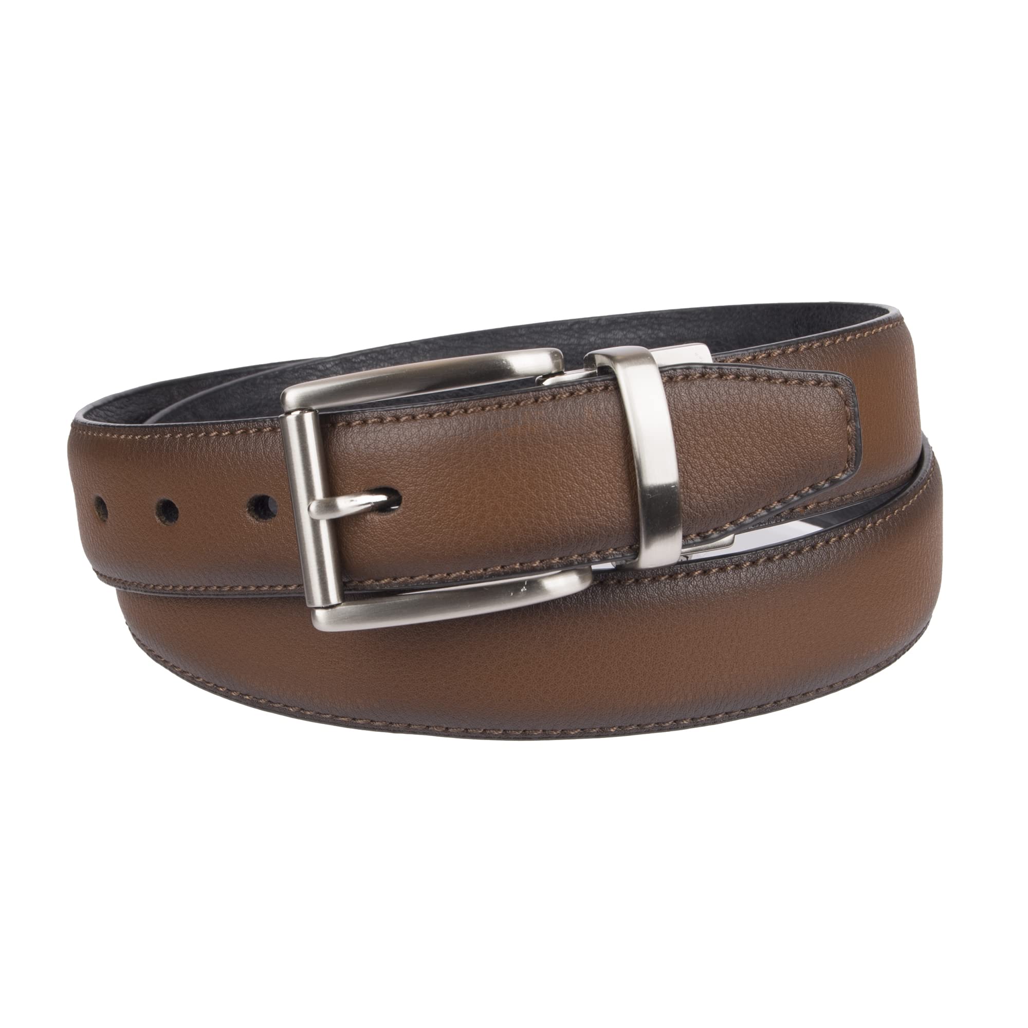 Dockers Men's Reversible Casual Belt with Comfort Stretch-cognac/black, Medium