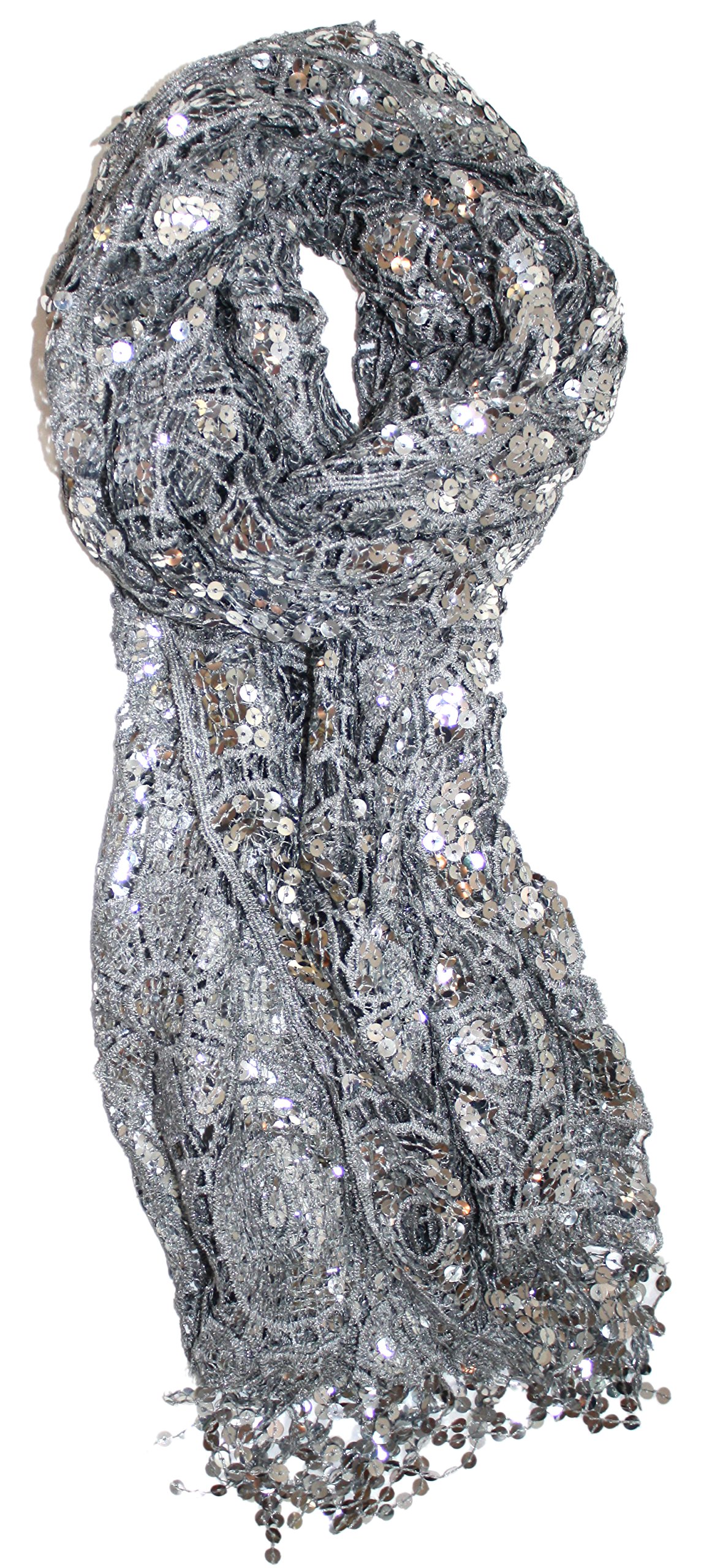 Ted and Jack - Luxe Bedazzled Sequin and Sparkle Scarf in Silver