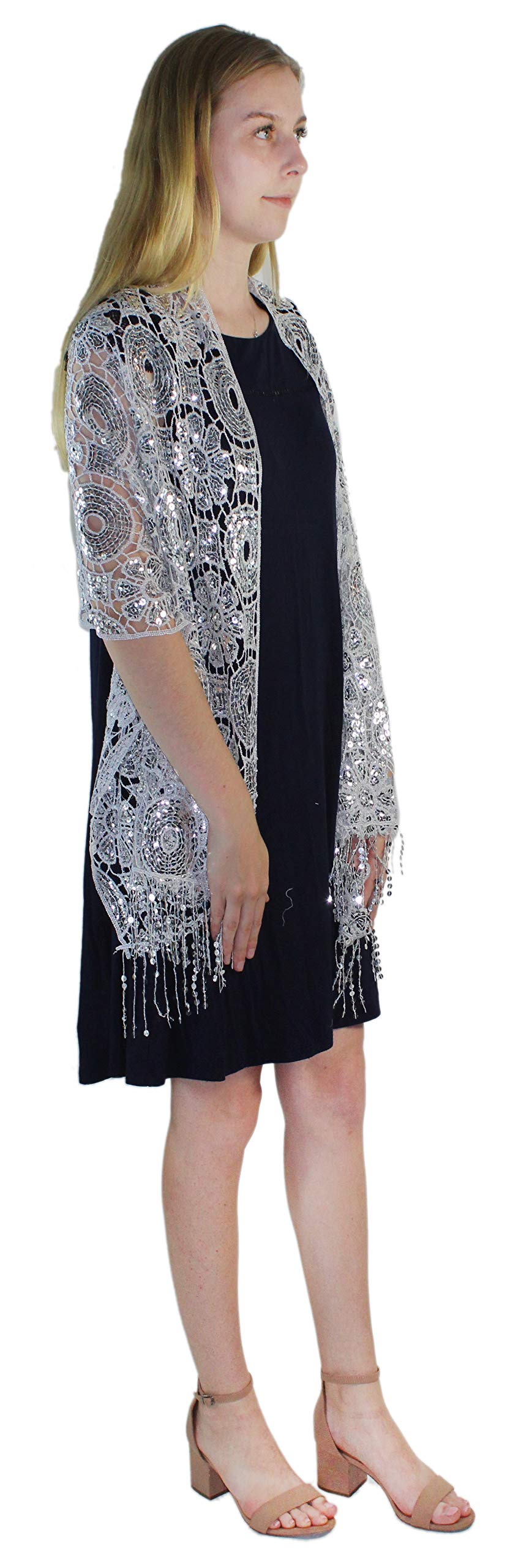 Ted and Jack - Luxe Bedazzled Sequin and Sparkle Scarf in Silver