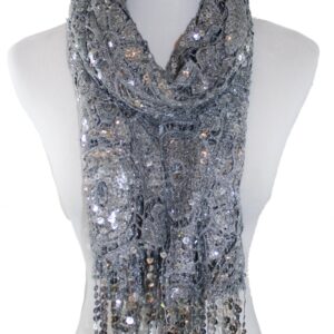 Ted and Jack - Luxe Bedazzled Sequin and Sparkle Scarf in Silver