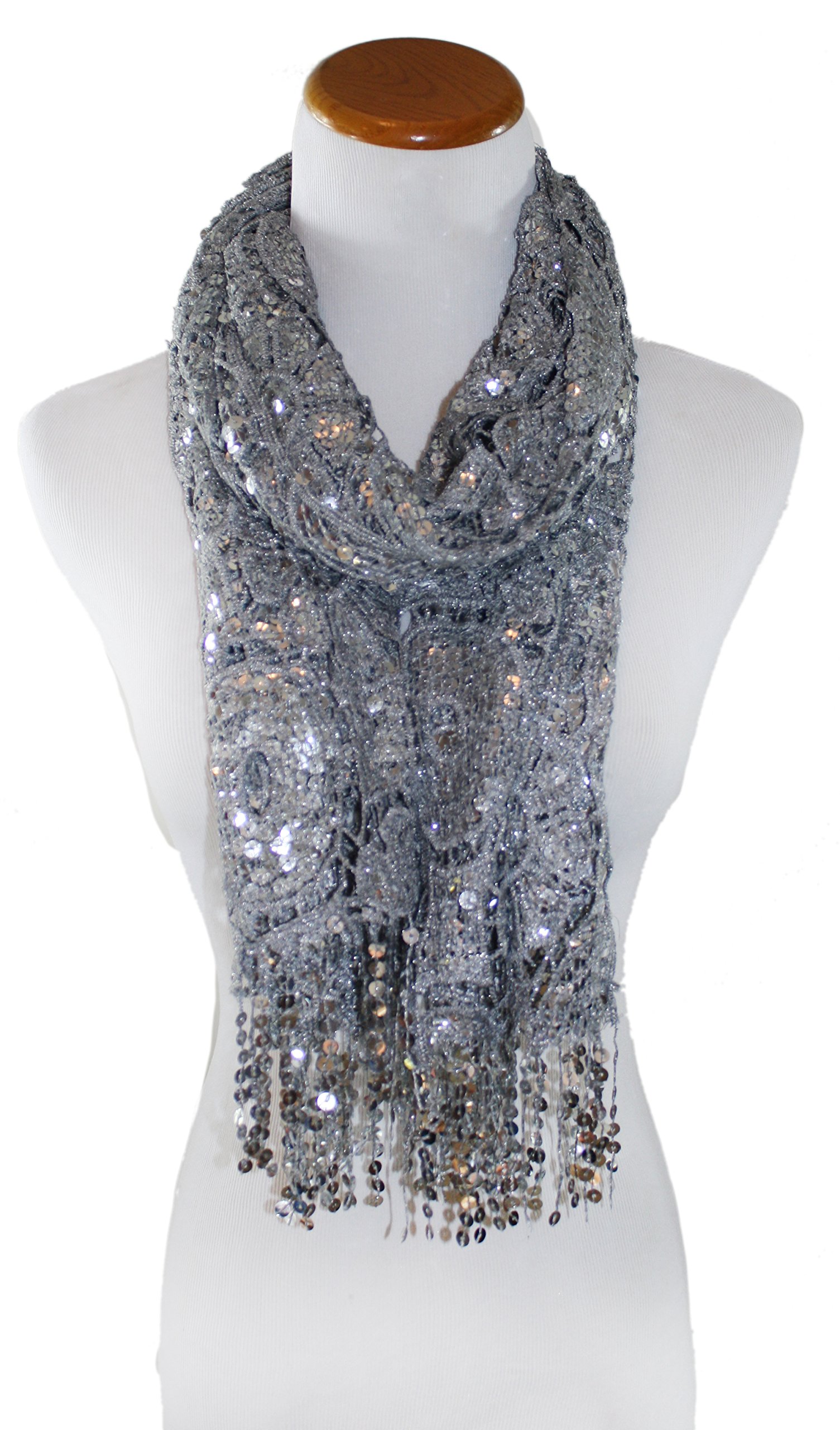 Ted and Jack - Luxe Bedazzled Sequin and Sparkle Scarf in Silver