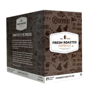 Fresh Roasted Coffee, Organic Mexican Swiss Water Half-Caf, Kosher | 72 Pods for K Cup Brewers