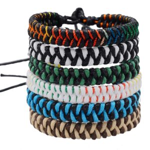 jeka handmade braided woven friendship bracelets fashion 6 pcs bulk men cool wrist bracelet for gift rakhi for brother graduation gifts for him bracelets