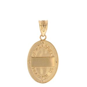 10k Yellow Gold Saint Gabriel The Archangel Diamond Oval Medal Pendant (1")