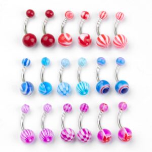 CABBE 100pcs Tongue Rings Surgical Stainless Steel Assorted Candy Pattern Bulk 14G Stright Barbells for Men Women Body Piercing Jewelry