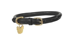 digby & fox rolled leather dog collar (medium, black)