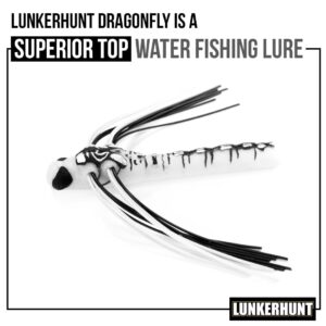 Lunkerhunt Dragonfly Fishing Lures | Most Realistic Weedless Bass Fishing Lure | Great Top Water Bass Fishing Lure with Double Skirted Wings | Perfect for Bass, Trouth and Pike, Weedless Bait