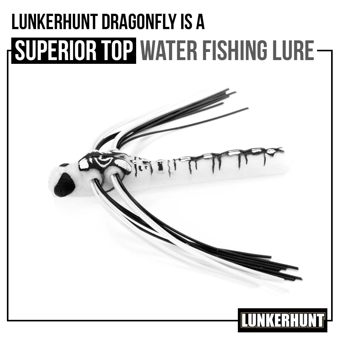 Lunkerhunt Dragonfly Fishing Lures | Most Realistic Weedless Bass Fishing Lure | Great Top Water Bass Fishing Lure with Double Skirted Wings | Perfect for Bass, Trouth and Pike, Weedless Bait