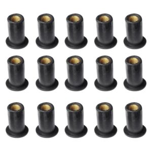 15pcs rubber well nuts kits, m5 brass insert fasteners bolts for motorcycles windshield kayak canoe boats