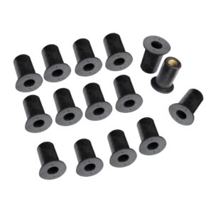 15pcs Rubber Well Nuts Kits, M5 Brass Insert Fasteners Bolts for Motorcycles Windshield Kayak Canoe Boats