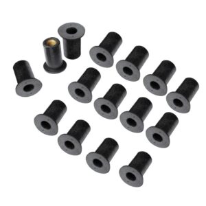 15pcs Rubber Well Nuts Kits, M5 Brass Insert Fasteners Bolts for Motorcycles Windshield Kayak Canoe Boats