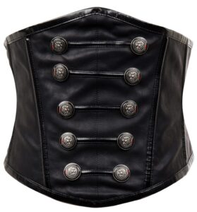 alivila.y fashion women's faux leather rivet steampunk retro boned wide corset belt 21674-black-2xl