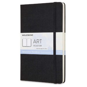 moleskine art notebook, hard cover, large (5" x 8.25") plain/blank, black, 72 pages