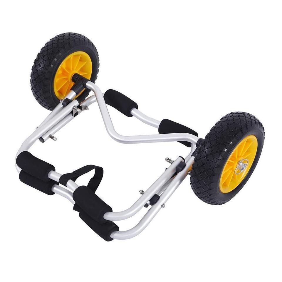 Kayak Cart Dolly Wheels Trolley - Kayaking Accessories Best for Beach Tires Transport Canoe Fishing Jon Boat Carrier Caddy Scupper Carts Trolly Roller Sit on Top Kayaks Wagon Wheel Hauler Tote Rollers