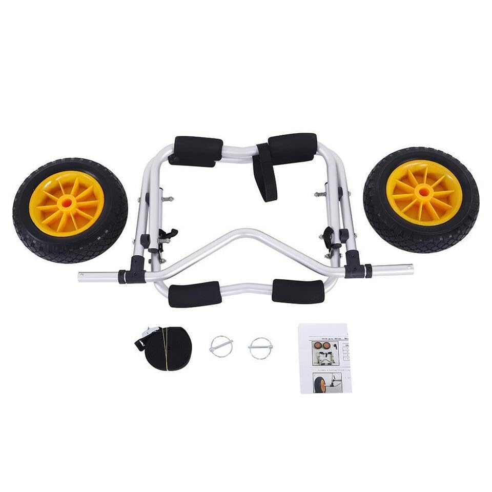 Kayak Cart Dolly Wheels Trolley - Kayaking Accessories Best for Beach Tires Transport Canoe Fishing Jon Boat Carrier Caddy Scupper Carts Trolly Roller Sit on Top Kayaks Wagon Wheel Hauler Tote Rollers