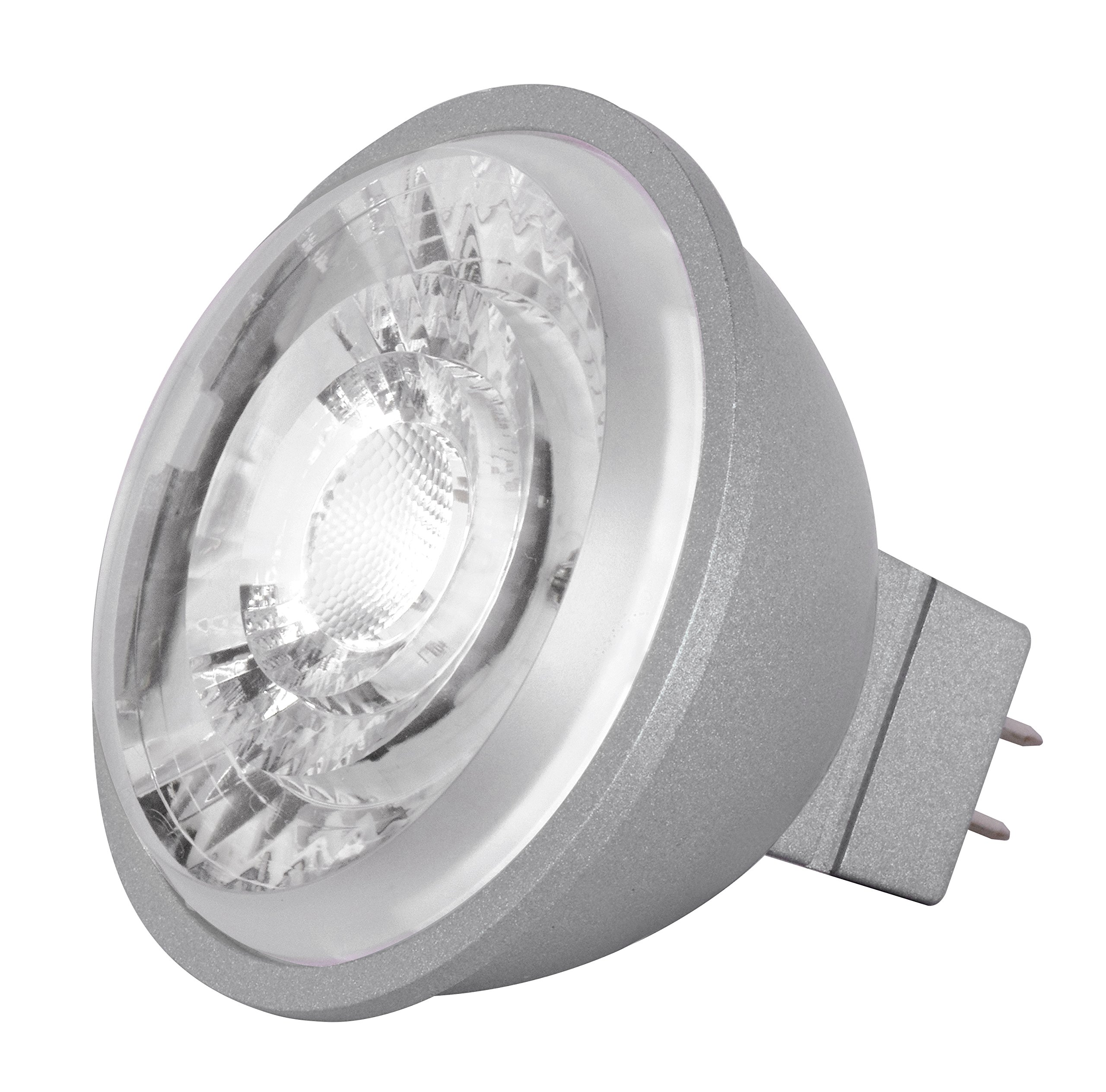 Satco S8638 8W MR16 LED Silver-Back Reflector Light Bulb, GU 5.3 Base, Dimmable, 15-Degree Beam, 4000K