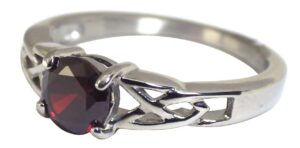 fantasy forge jewelry womens january birthstone celtic ring red cubic zirconia size 9