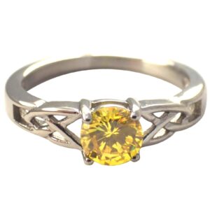 fantasy forge jewelry celtic november birthstone ring yellow cubic zirconia stainless steel size 6