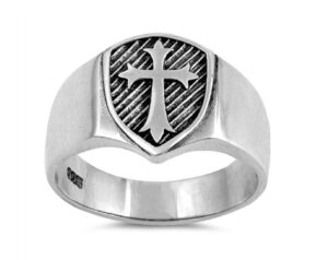 closeoutwarehouse 925 sterling silver medieval cross shield ring size 11