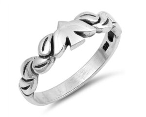 closeoutwarehouse 925 sterling silver dove with leaves band ring size 8