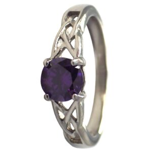 fantasy forge jewelry february celtic birthstone ring purple cubic zirconia engagement band size 10