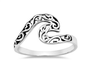 closeoutwarehouse 925 sterling silver filigree ocean wave ring size 8