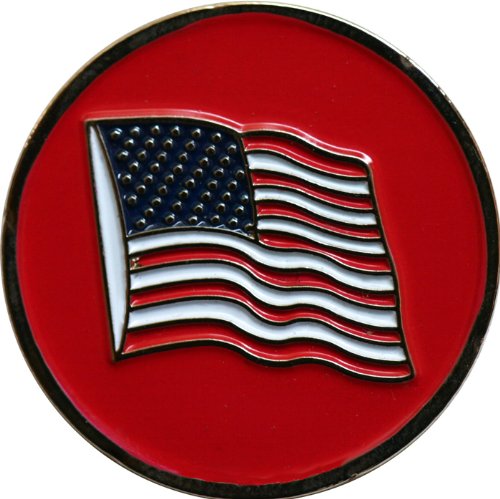 Putter Mounted Divot Tool and Ball Marker - US Flag RED