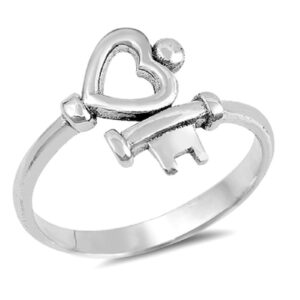 CloseoutWarehouse 925 Sterling Silver Key To My Heart Ring Size 9