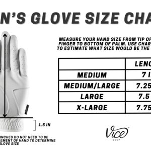 Vice Duro Golf Glove, White (Medium)