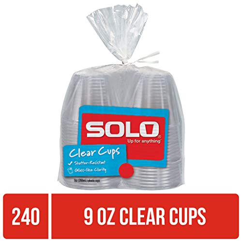 SOLO AC940-20001 Cup Company 9oz Clear Wine and Punch Plastic Cups, 6-Packs of 40ct (240ct Total)