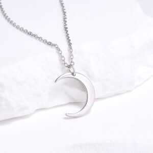 1pc Adabele Real 925 Sterling Silver Crescent Phase Moon Drop Pendant Necklace Necklace 18 inch Smooth Half Moon Fine Women Jewelry SNK18-32