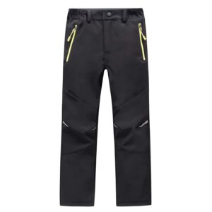 lanbaosi kids boys girls waterproof outdoor hiking pants warm fleece lined black