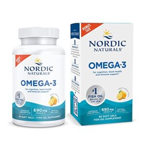 nordic naturals omega-3, lemon flavor - 90 soft gels - 690 mg omega-3 - fish oil - epa & dha - immune support, brain & heart health, optimal wellness - non-gmo - 45 servings