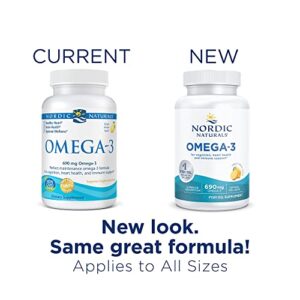 Nordic Naturals Omega-3, Lemon Flavor - 90 Soft Gels - 690 mg Omega-3 - Fish Oil - EPA & DHA - Immune Support, Brain & Heart Health, Optimal Wellness - Non-GMO - 45 Servings