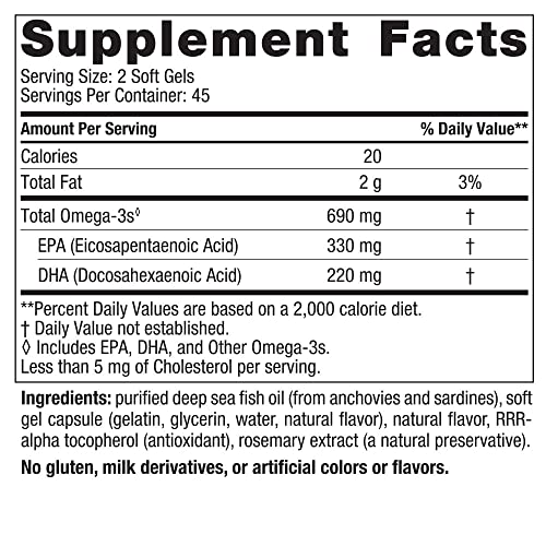 Nordic Naturals Omega-3, Lemon Flavor - 90 Soft Gels - 690 mg Omega-3 - Fish Oil - EPA & DHA - Immune Support, Brain & Heart Health, Optimal Wellness - Non-GMO - 45 Servings