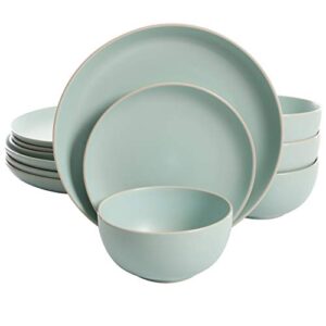 gibson home rockaway dinnerware, teal matte, service for 4 (12pcs)