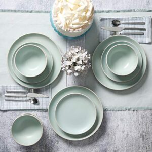 Gibson Home Rockaway Dinnerware, Teal Matte, Service for 4 (12pcs)