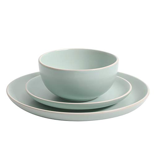 Gibson Home Rockaway Dinnerware, Teal Matte, Service for 4 (12pcs)