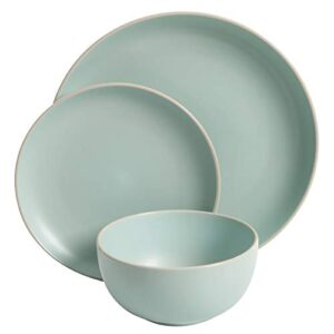 Gibson Home Rockaway Dinnerware, Teal Matte, Service for 4 (12pcs)