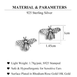 SLUYNZ 925 Sterling Silver Cute Bee Earrings Studs for Women Teen Girls Animal Studs Earrings