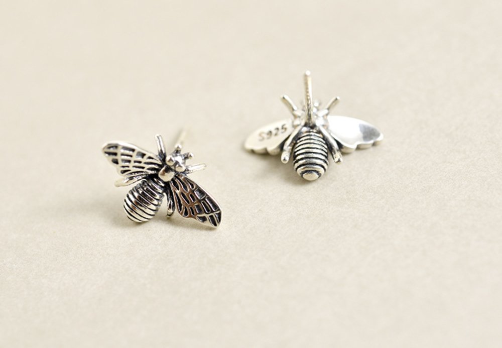 SLUYNZ 925 Sterling Silver Cute Bee Earrings Studs for Women Teen Girls Animal Studs Earrings