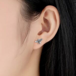 SLUYNZ 925 Sterling Silver Cute Bee Earrings Studs for Women Teen Girls Animal Studs Earrings