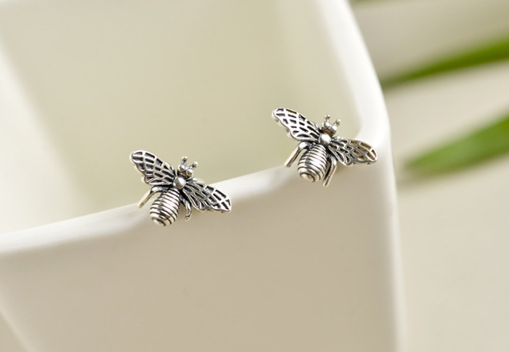 SLUYNZ 925 Sterling Silver Cute Bee Earrings Studs for Women Teen Girls Animal Studs Earrings