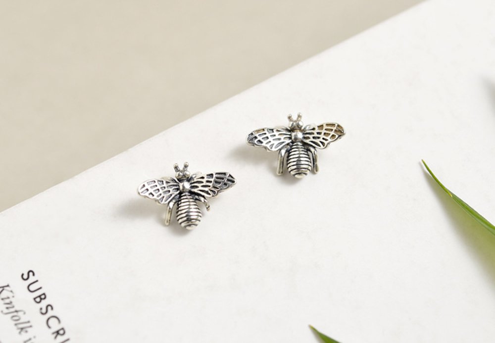 SLUYNZ 925 Sterling Silver Cute Bee Earrings Studs for Women Teen Girls Animal Studs Earrings