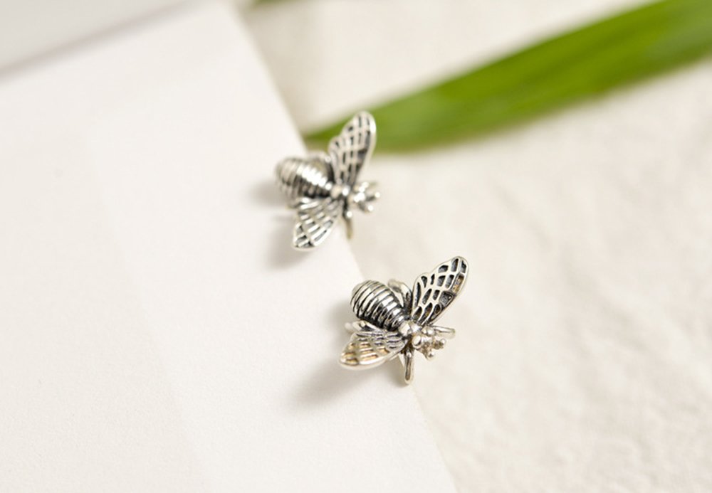 SLUYNZ 925 Sterling Silver Cute Bee Earrings Studs for Women Teen Girls Animal Studs Earrings