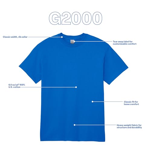 Gildan Adult Ultra Cotton T-Shirt, Style G2000, Multipack, Carolina Blue (2-Pack), 3X-Large