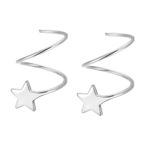 sluynz 925 sterling silver star earrings for women fashion star wrap earrings (color 1)