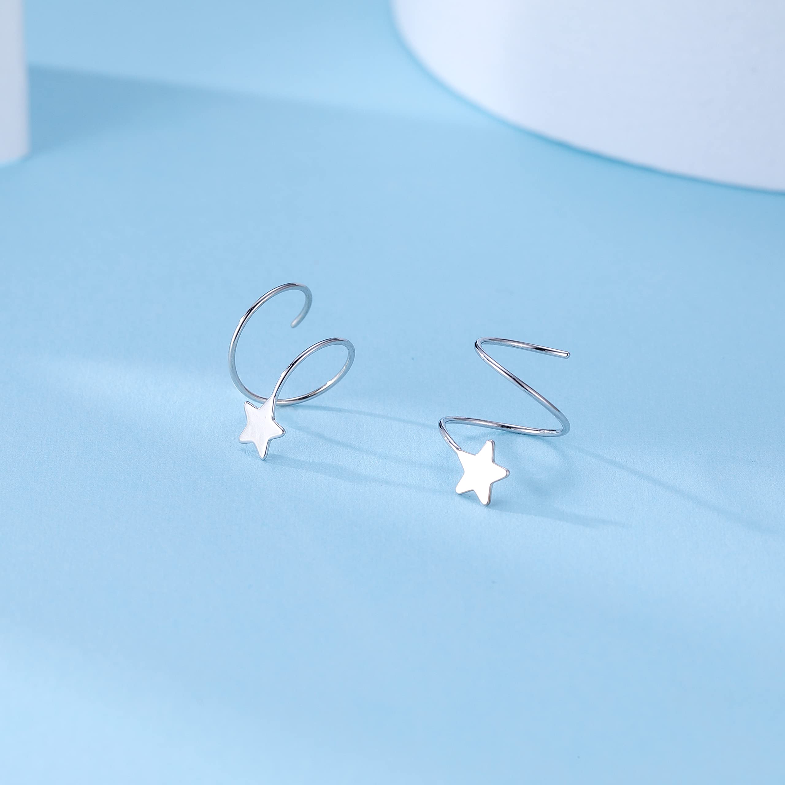 SLUYNZ 925 Sterling Silver Star Earrings for Women Fashion Star Wrap Earrings (Color 1)