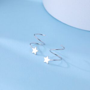 SLUYNZ 925 Sterling Silver Star Earrings for Women Fashion Star Wrap Earrings (Color 1)